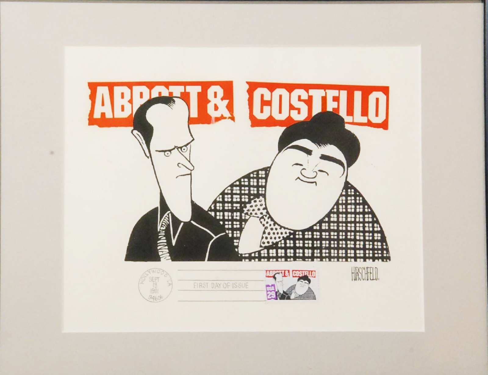 Abbott & Costello prnt Hirshfeld signed plus FDI stamp | eBay