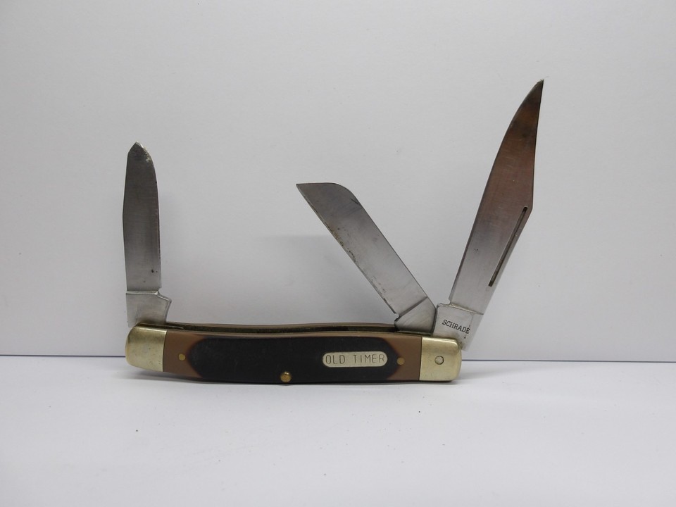 Vintage Schrade Old Timer 80T USA 3-Blade Folding Pocket Knife Stockman ...