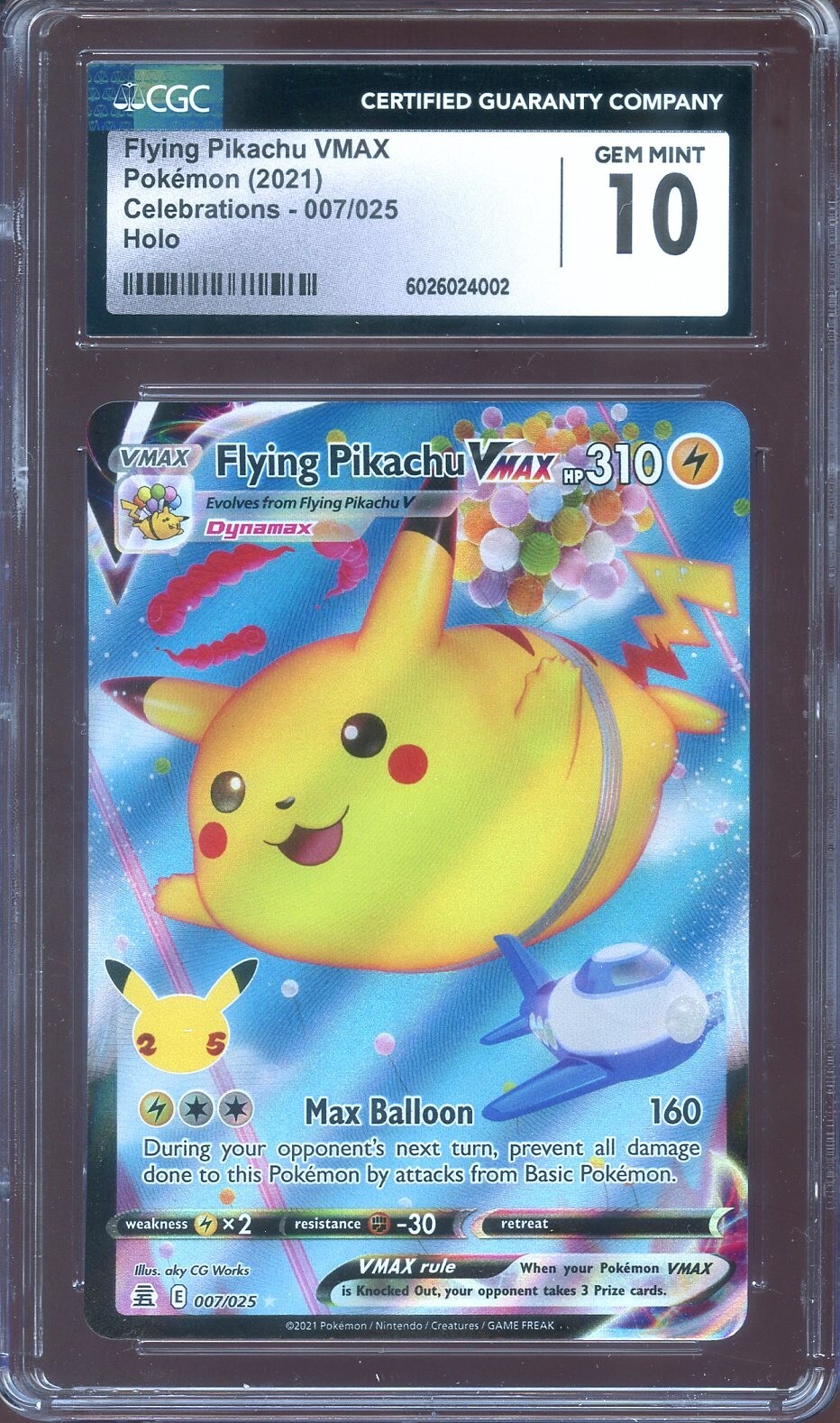 Flying Pikachu VMAX 2021 Celebrations #007/025 Holo Price Guide ...