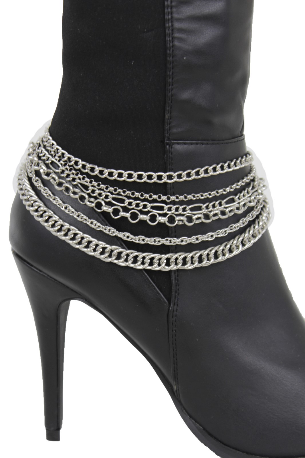 Women Boot Bracelet Silver Metal Chain Multi Strand Anklet Shoe Beach ...