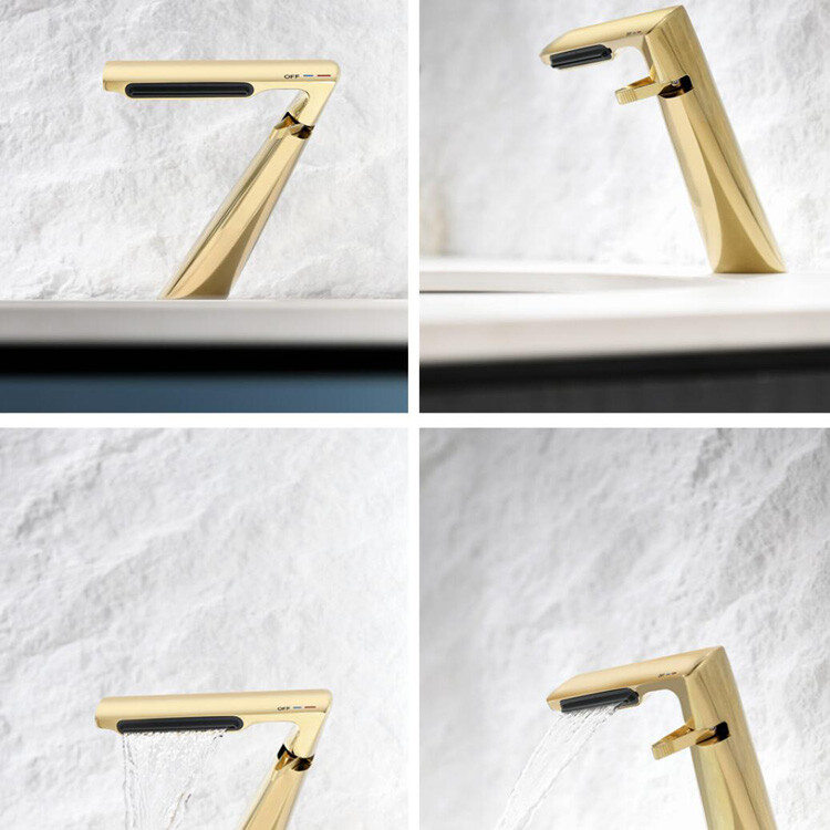 Copper Basin Sink Faucet Tap Bathroom Waterfall Head Hot Cold Mixer ...