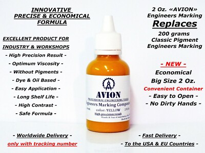 Engineers Marking Dye Compound Yellow Scraping Paint, Layout Fluid, Hi ...