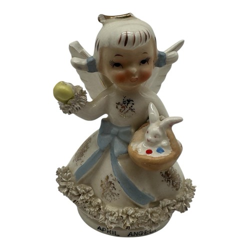 Vintage Lefton April Angel Birthday Figurine Spaghetti Trim Easter ...