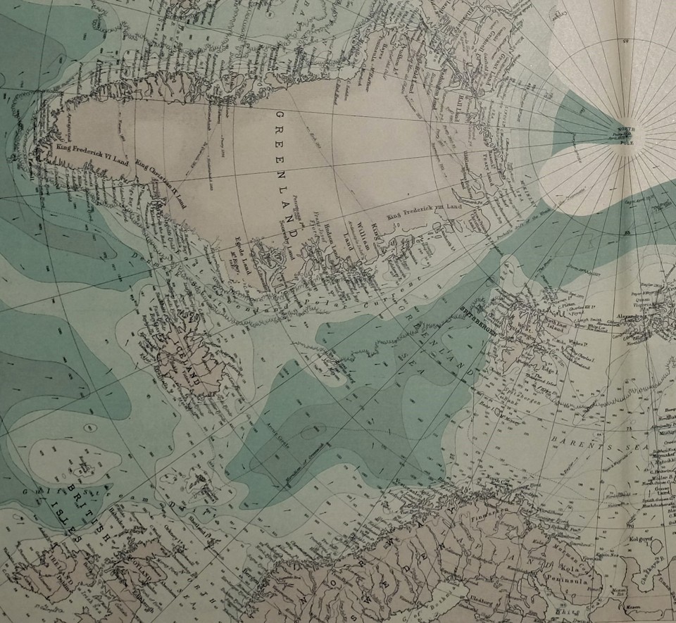 1921 Groß Karte ~ North Polar Regionen Explorer Routen Greenland Franz ...