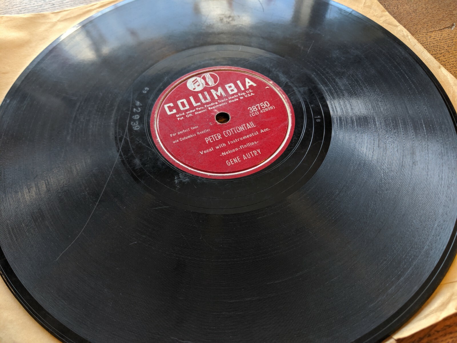 78rpm 10" GENE AUTRY PETER COTTONTAIL / THE FUNNY LITTLE BUNNY Columbia ...