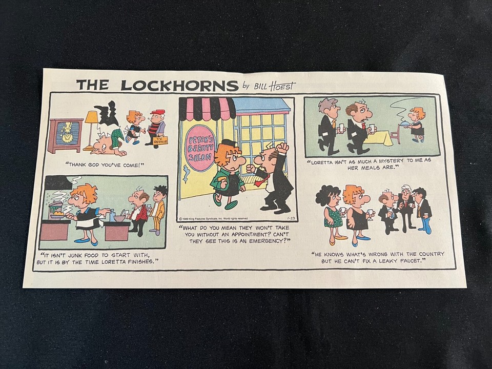 #02 THE LOCKHORNS by Bill Hoest Lot of 2 Sunday Third Page Comic Strips ...