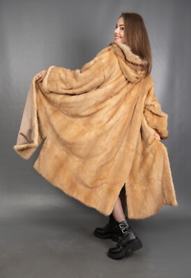 6031 GLAMOROUS GERMAN SABLE FUR COAT FUR HOOD VERY LONG PELZ BEAUTIFUL ...
