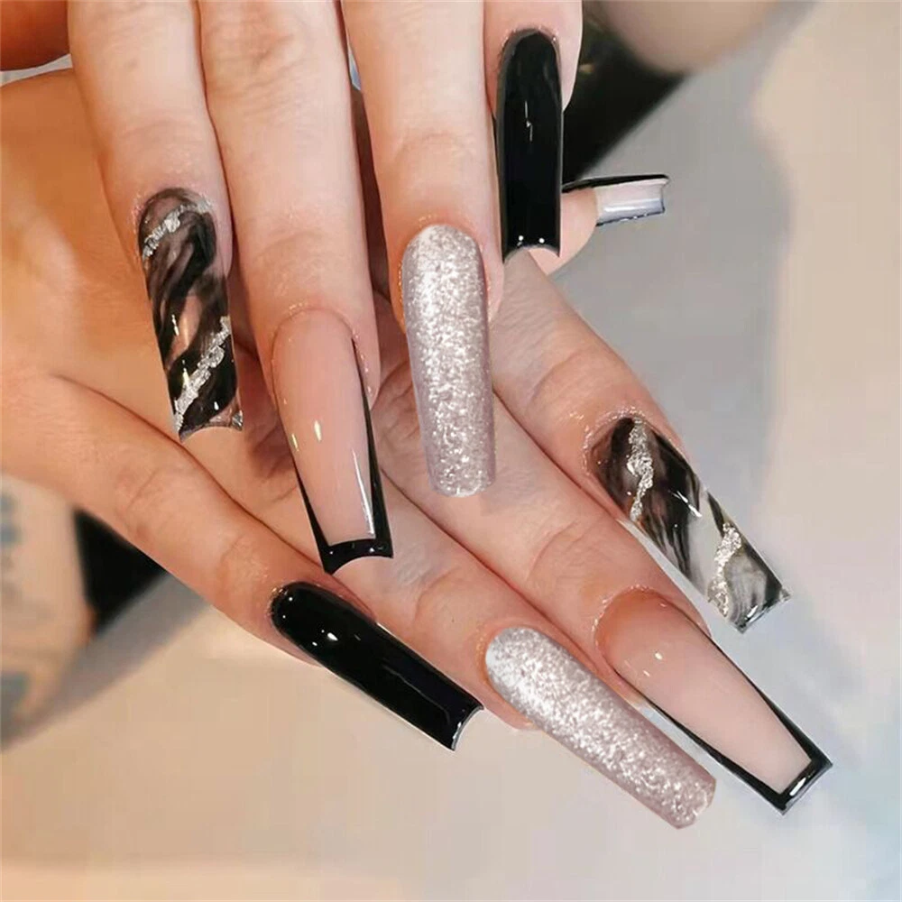Black And Silver Nail Design
