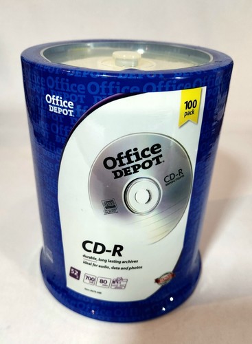 Office Depot Blank CD-R New 100 Count Pack Sealed 700MB 80 Minutes 52X ...