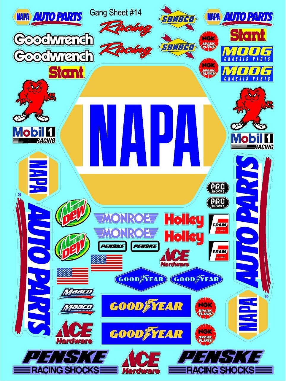 CLEAR VINYL RACING Sticker Racing SHEET 14-R/C MODEL Die-cut -Decals 1/ ...