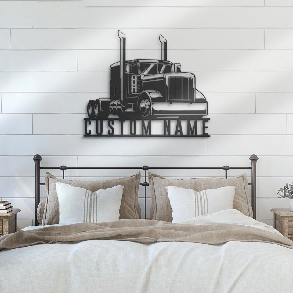 Personalized Semi Truck Driver Metal Signs, 18 Wheeler Trucker Sign ...
