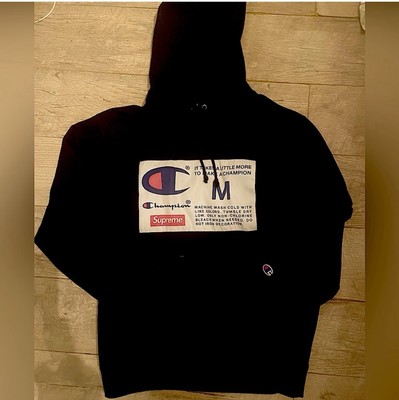 Rare Supreme x Champion FW18 Black Box Logo Bogo Hoodie Size Medium M ...