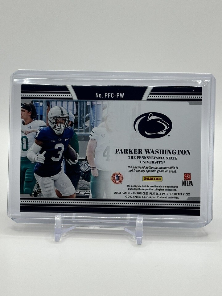 2023 Panini Plates & Patches PARKER WASHINGTON Rookie Jumbo Jersey RC ...