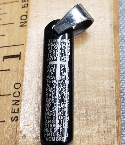 Vintage medal long black Spanish prayer pendant Christian G84 | eBay