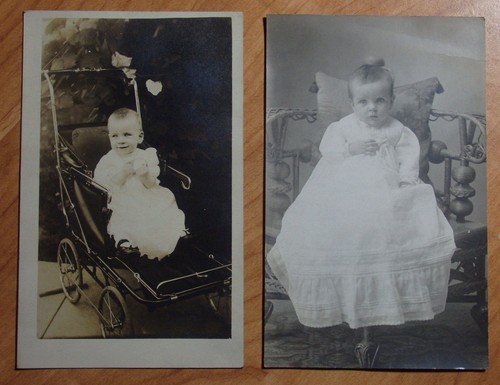 LOT OF 2 EARLY 1900 Copy OF BABIES IN CARRIAGE AND CHRISTENING DRESS ...