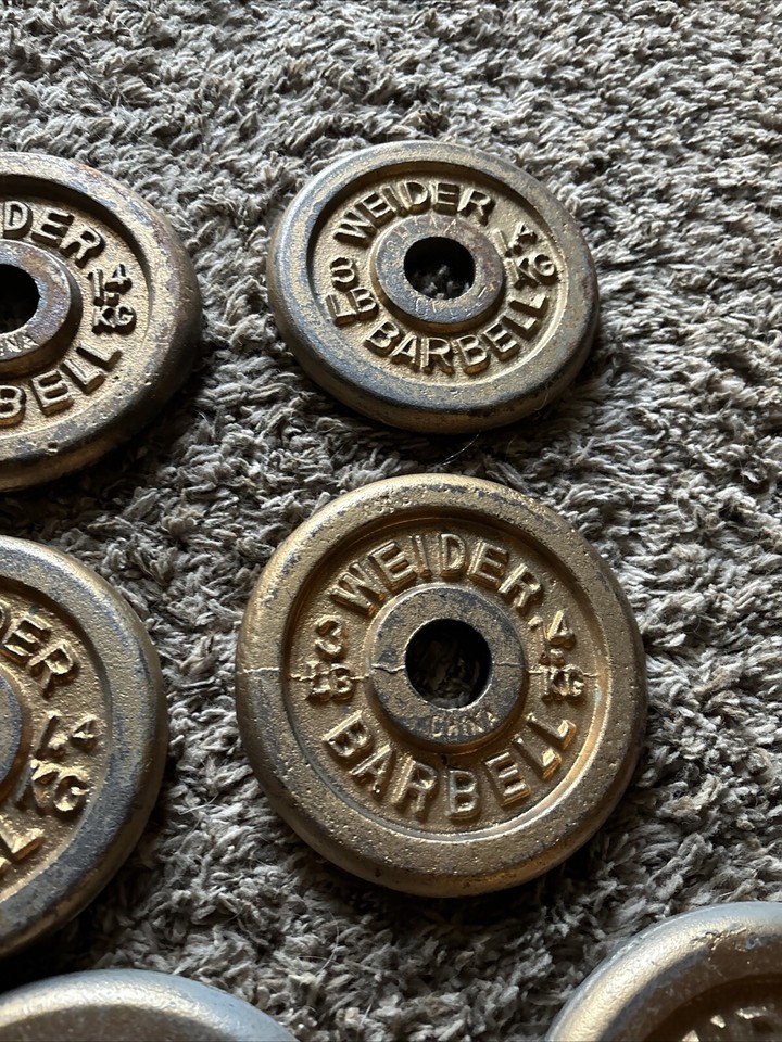 Weider Gold Weight Plates Barbell 6 X 3 Lb 5 X 5 Lb 43 Pounds | eBay