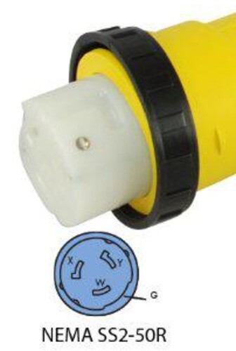 Yellow 1.5' 30 Amp to 50 Amp Turn Lock Heavy Duty RV Camp Power Adapter ...