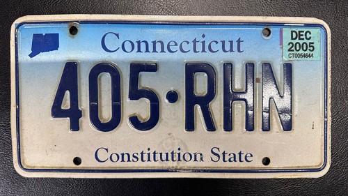 Connecticut License Plate CT CONN 405-RHN Constitution State Real ...