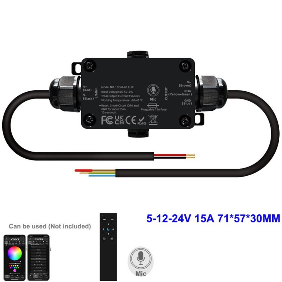 LED Controller Built-in Microphone WiFi Connectivity Pool Lighting DIY ...