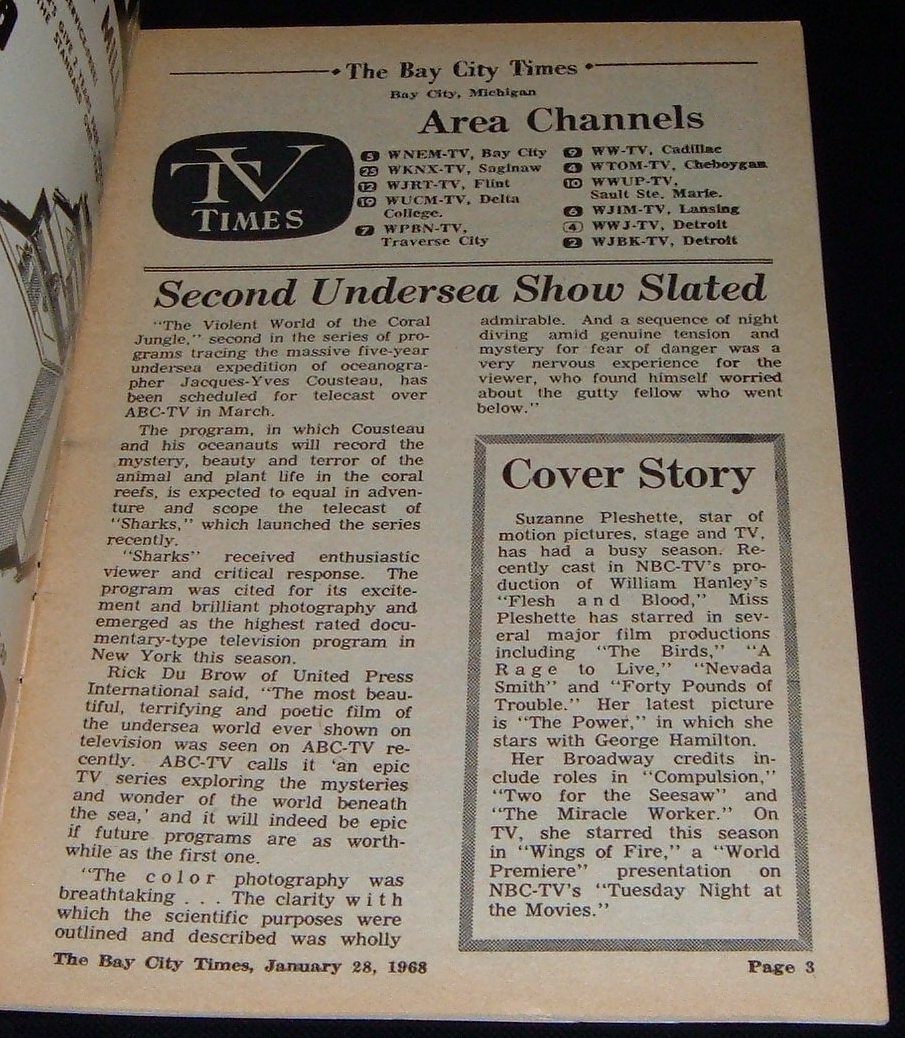 1968 TV GUIDE~SUZANNE PLESHETTE~ARTE JOHNSON~ROBERT CULP~DON MITCHELL ...