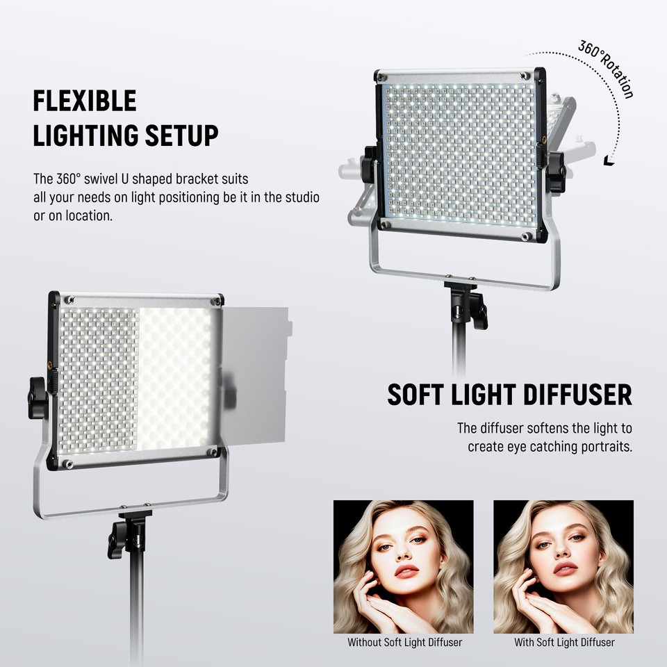 NEEWER 660 PRO II RGB LED Light 2-Pack, 50W, CRI97+, 3200-5600K, w/App ...