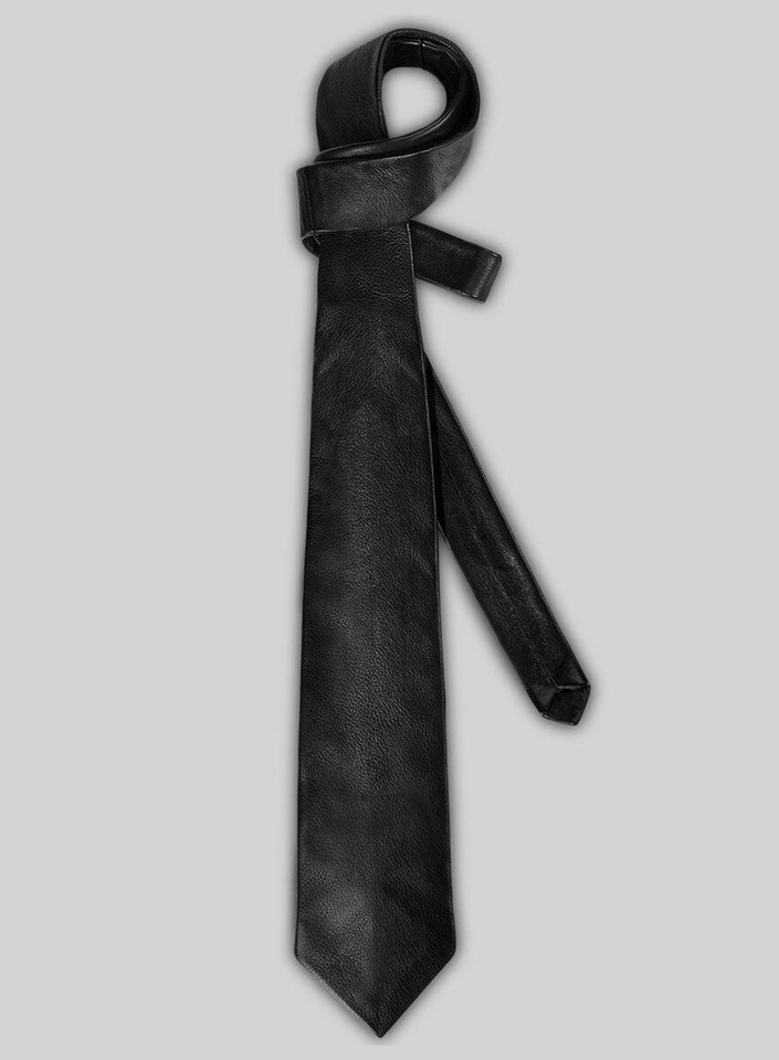 Men's Genuine Leather Solid Necktie Neck Tie Wedding Party Wear 10 ...