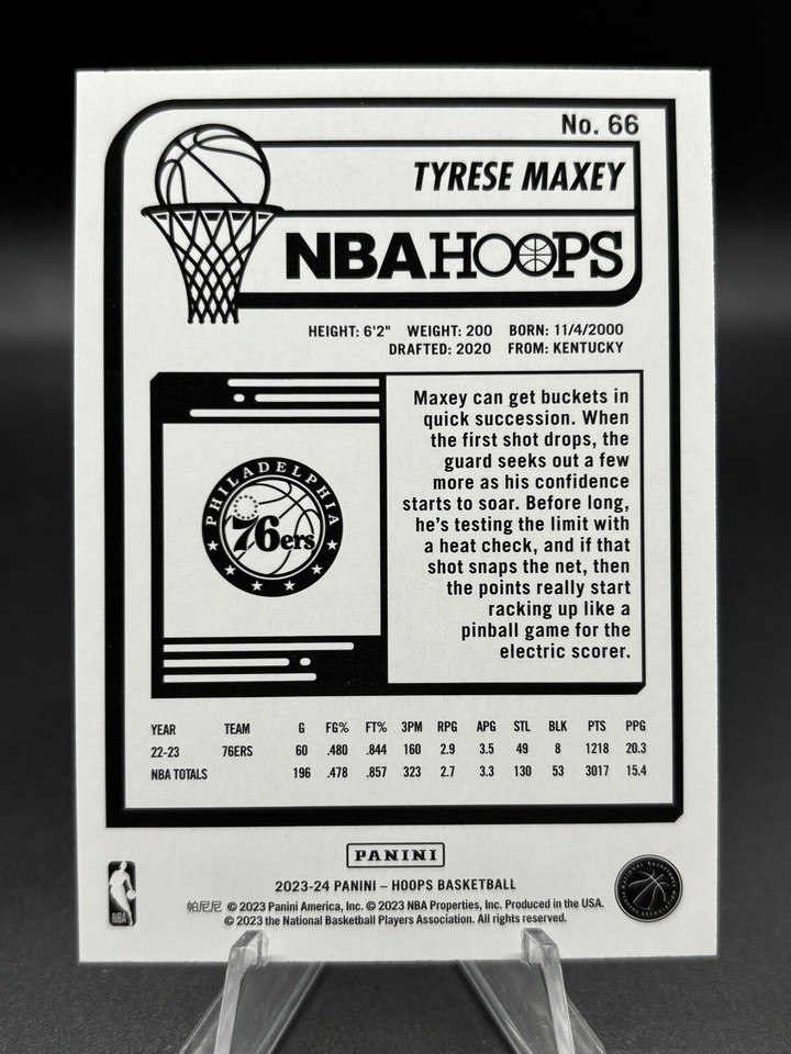 2023-24 Panini NBA Hoops PURPLE #66 Tyrese Maxey Philadelphia 76ers | eBay