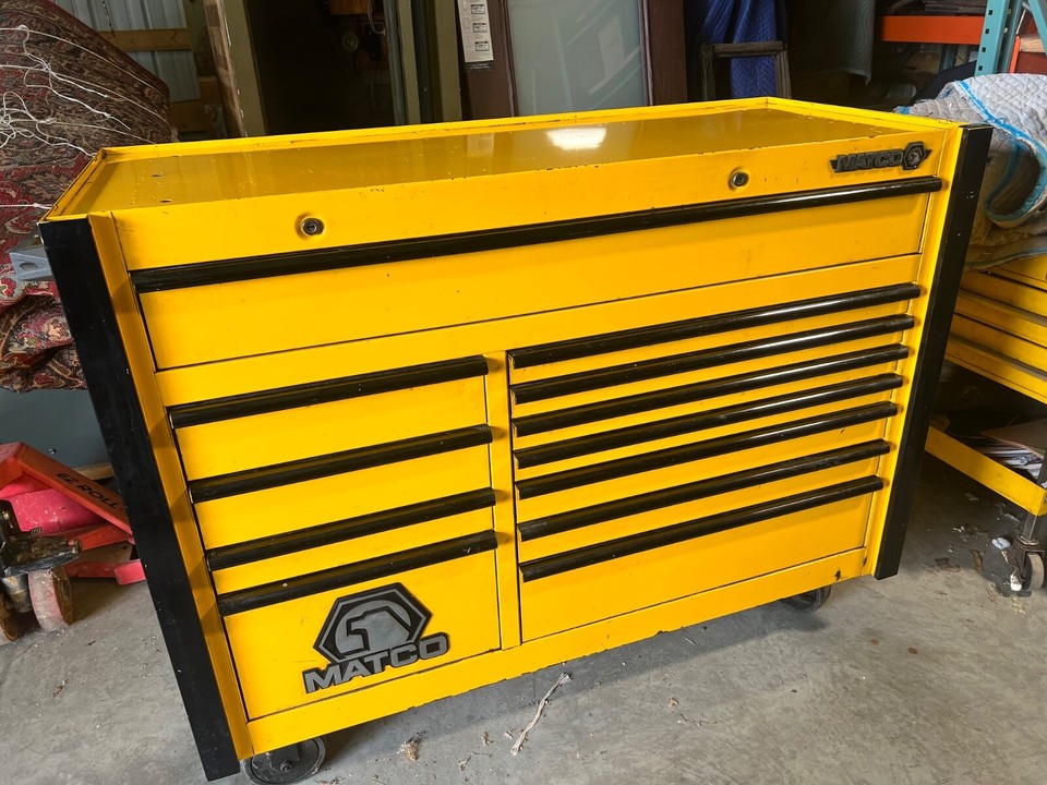 MATCO Roll-Away Yellow/Black 2-Bay Tool Box Chest- Nice Condition! 57 ...