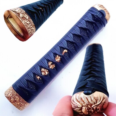 20cm Tsuka Handle Hilt Brass Fuchi Menuki Kashira Leather Ito Sword ...