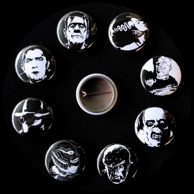Classic Horror Movie Pinback Buttons Universal Monsters set of 8 (1 ...