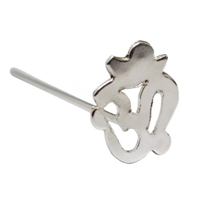 Om Nose Stud Long 25mm 18g (1mm) Fishtail Pin 925 Sterling Silver ...
