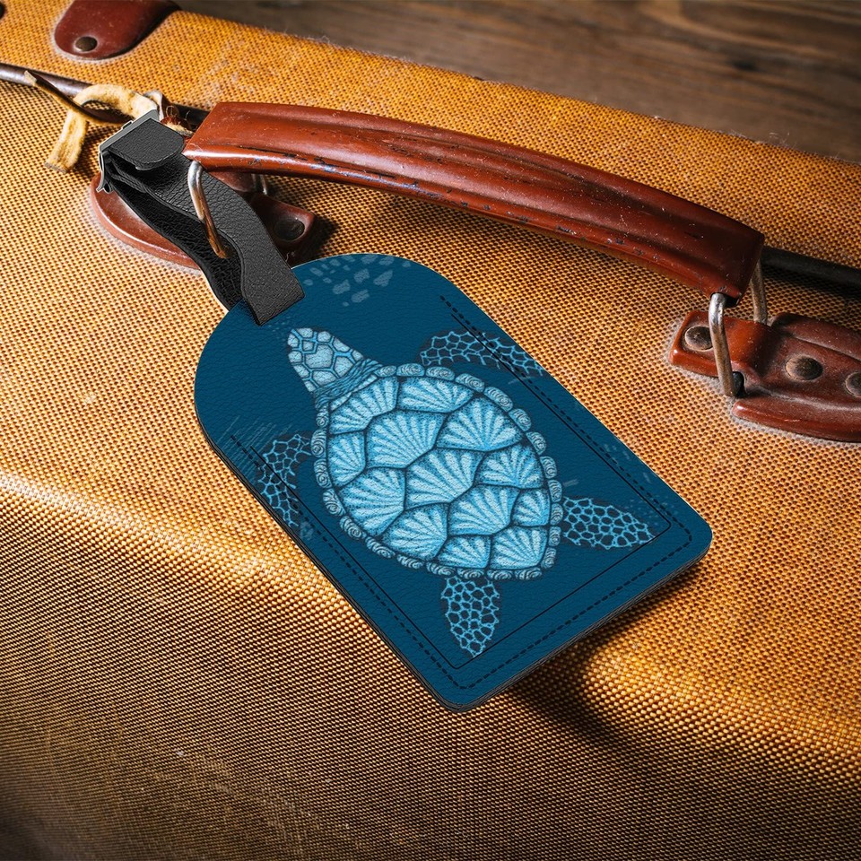 XOLLAR 2 PCS Luggage Tags Blue Green Sea Turtle Name ID Identifier ...