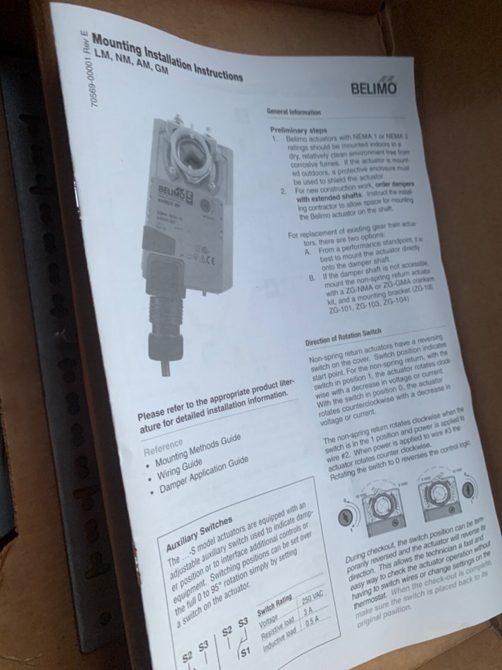 Belimo GMB24-SR Non Spring Return Damper Actuator 24VAC/DC 360in-lb/40Nm | eBay