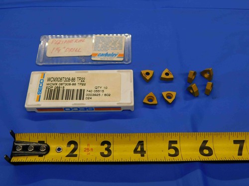 8pcs NEW SECO WCMX06T308-86 TP22 TiN COATED CARBIDE INSERTS MACHINIST ...