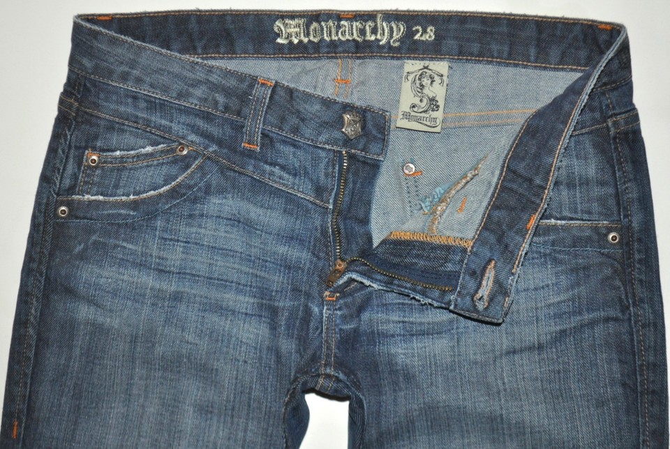 Monarchy Women's Drk Blue Flare Jeans Button Flaps 28 X 30.5 AWESOME ...