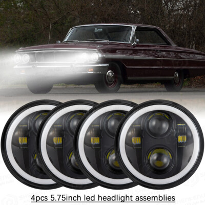 4pcs 5.75" 5-3/4 INCH round LED Headlights Hi-Lo for Ford Galaxie 500 ...