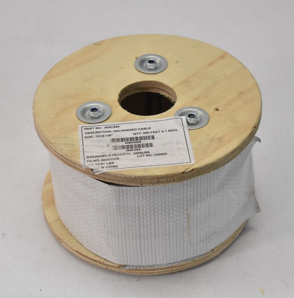 Galvanized Cable Spool 2000lbs Breaking Strength SSC294 500' L 7 x 19-1 ...