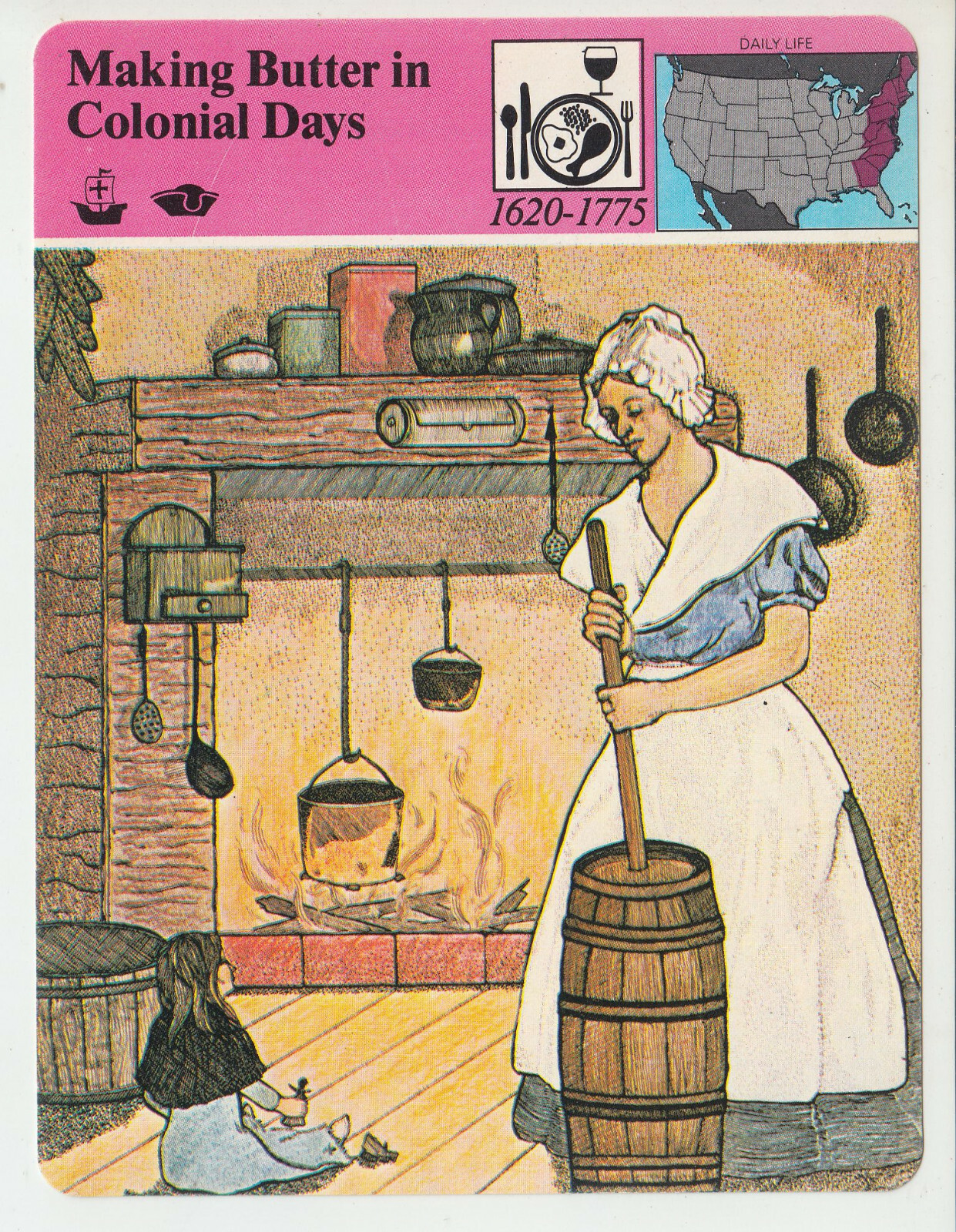 MAKING BUTTER IN COLONIAL DAYS Churning Food History 1980 STORY OF ...