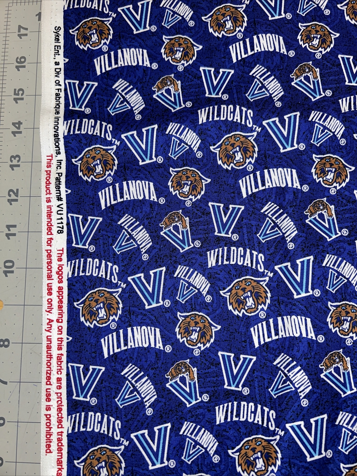 Villanova University WILDCATS Cotton Fabric 1/2 Yard (18 By 44”) New | eBay