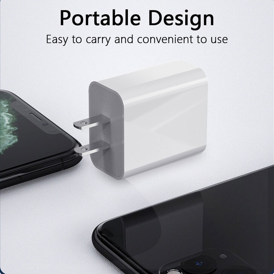 20W Fast Charger USB-C PD Power Adapter+3ft Cable For iPhone 14 13 12 ...