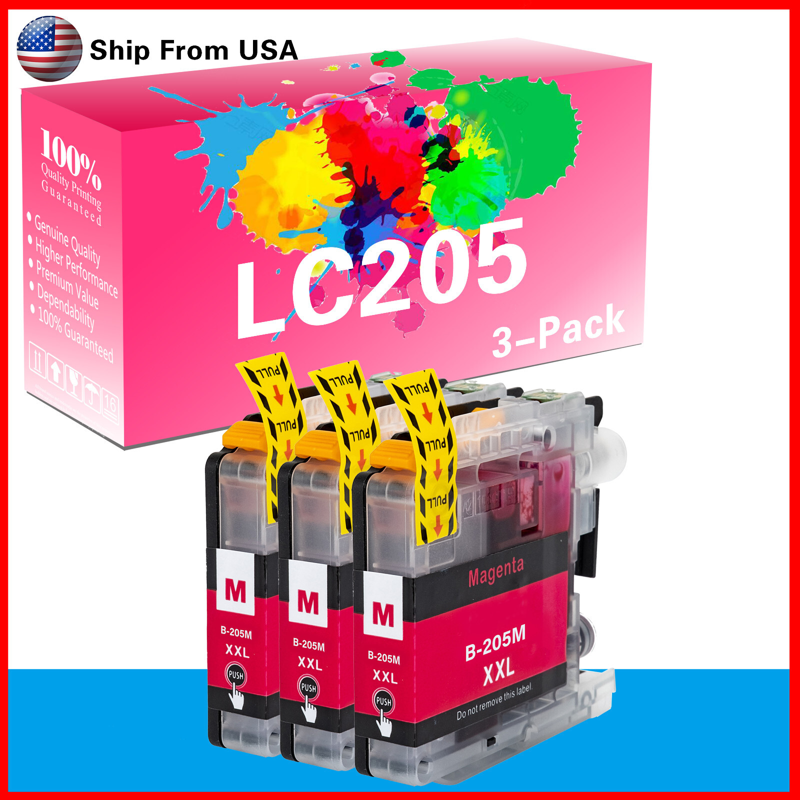3PK LC205XXL LC205 Ink Cartridge for MFC J4620DW J5720DW J4420DW ...