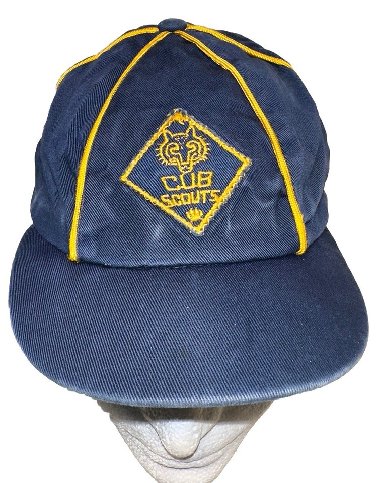 Vintage Cub Scouts Baseball cap Navy Blue Yellow Snapback Wolf Logo ...