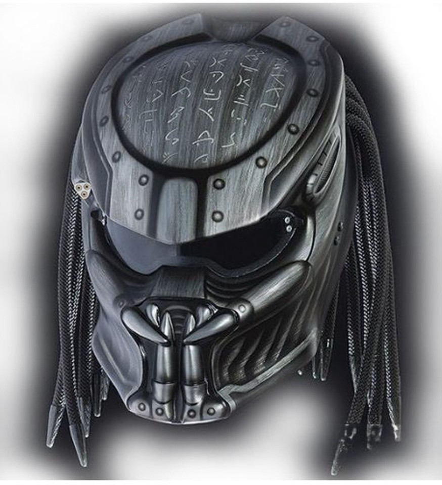 FREE SHIPPING AWESOME SILVER ALIEN PREDATOR HELMET FOR BIKER WITH 3 ...