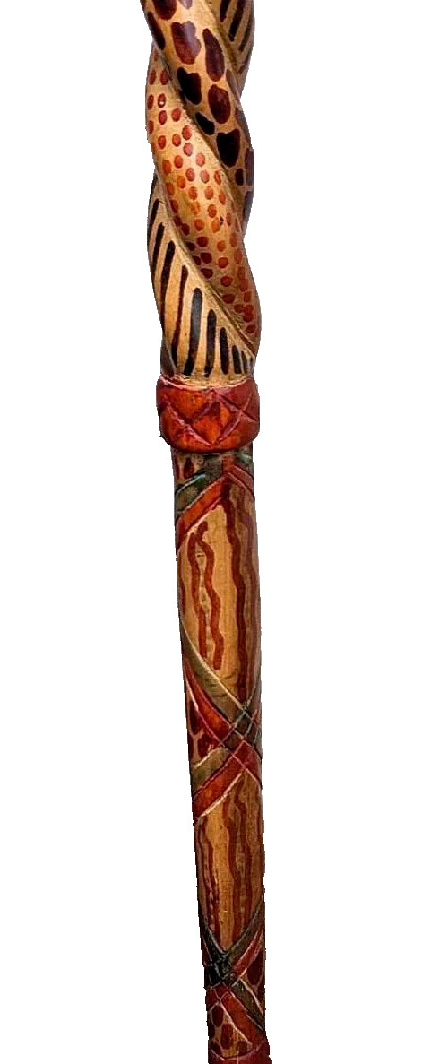 African Hand Carved Walking Stick Twisted Wood Tribes… - Gem