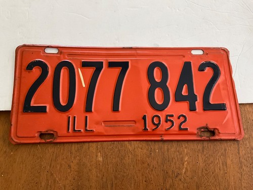 1952 Illinois License Plate Tag 2077 842 | eBay