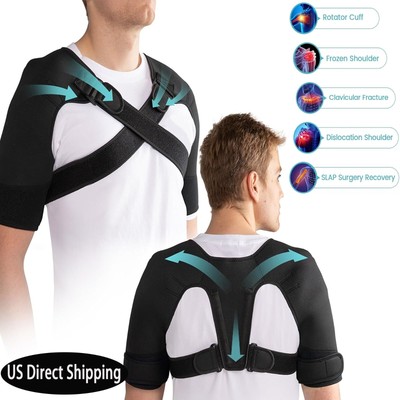 Double Shoulder Brace Support Torn Rotator Joint Compression Pain ...