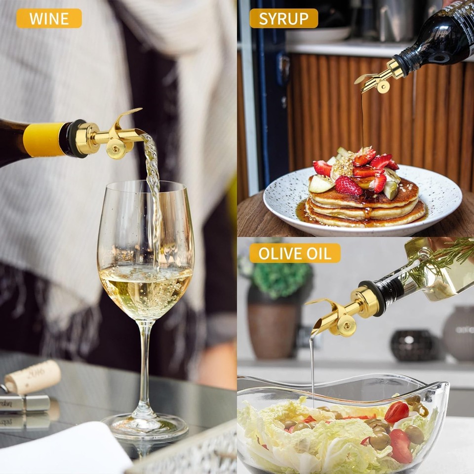 QPIX DIGITAL Weighted Stainless Steel Pourers, 4 Pcs Auto Flip Olive ...