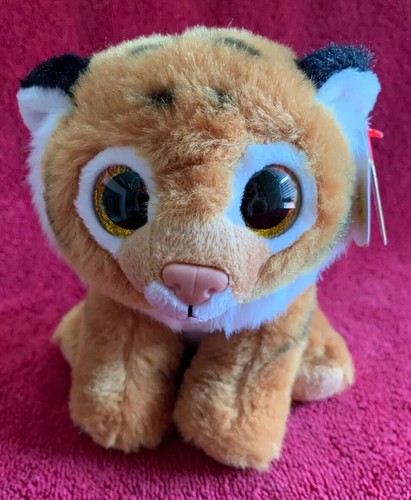 TY Beanie Babies TIGGS Brown Tiger Sparkle Eyes VelveTy 6” Soft Plush ...