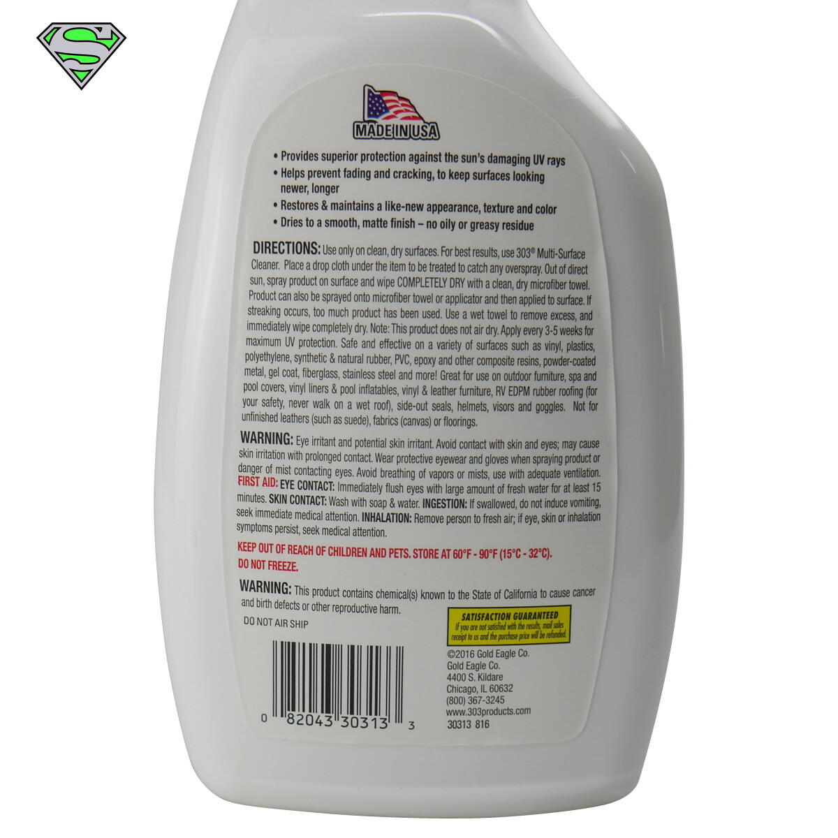 303 AeroSpace Protectant 946mL UV Protectant Spray for Vinyl Plastic ...