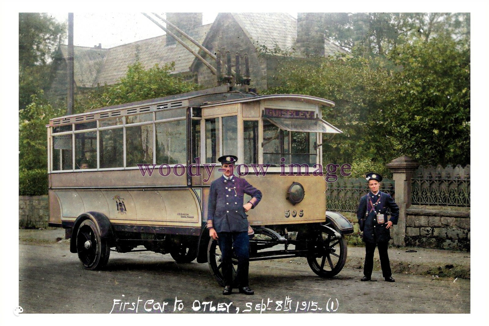 ptc3189 - Yorks. - The 1st Tram Car & Crew to Otley on 8th Sept. 1915 ...